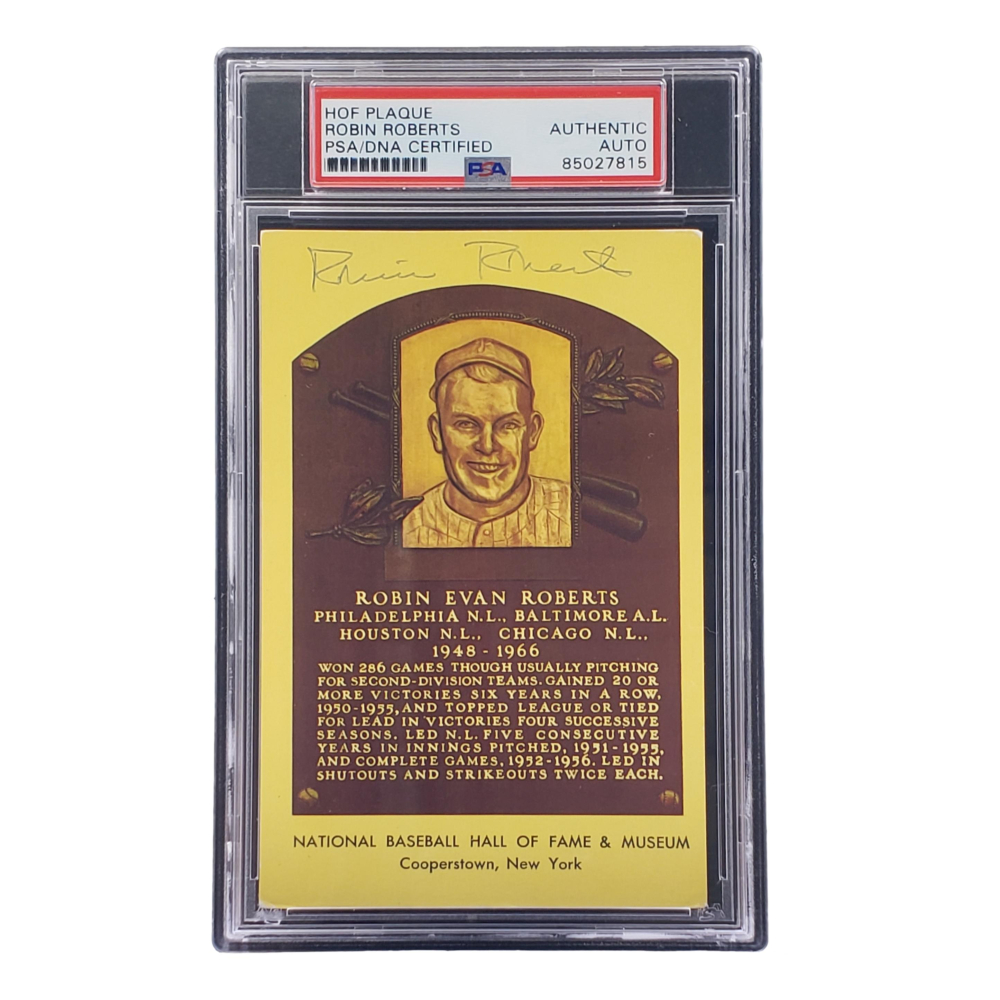 Robin Roberts Signed Hall of Fame Plaque Postcard (PSA) | Pristine Auction