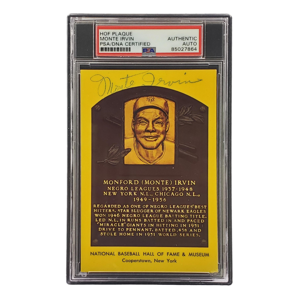 Monte Irvin Signed Hall of Fame Plaque Postcard (PSA) | Pristine Auction