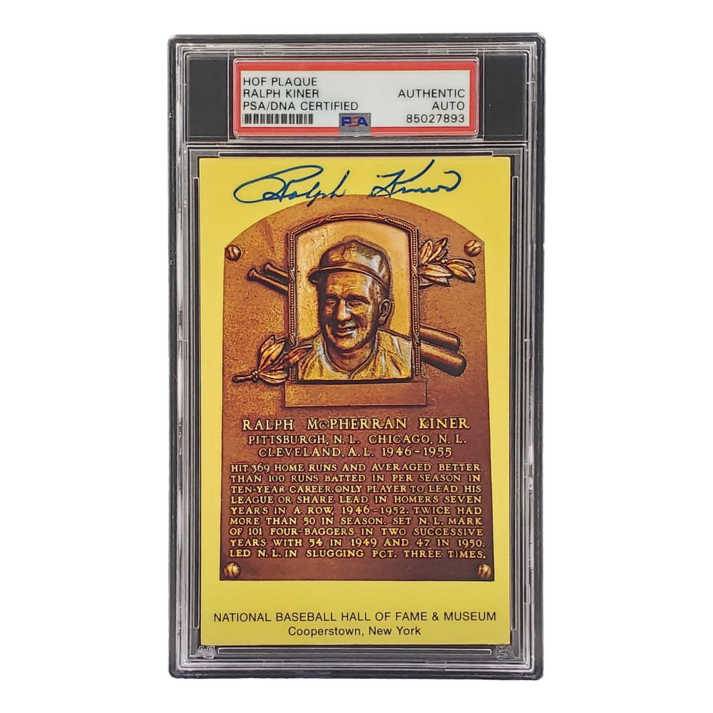 Ralph Kiner Signed Hall of Fame Plaque Postcard (PSA) | Pristine Auction
