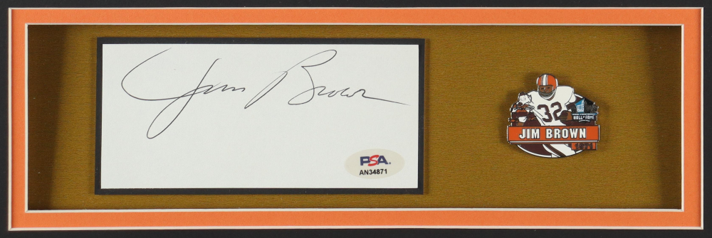 Jim Brown Signed Browns Custom Framed Cut Display with Jersey, (2 ...