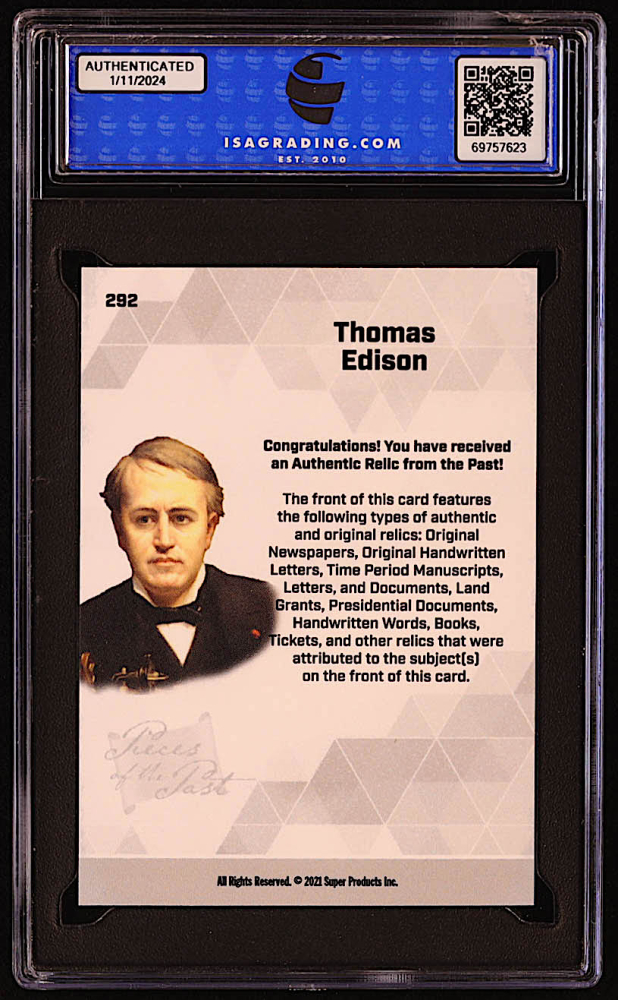 Thomas Edison 2021 Pieces of the Past Historical Edition Relics #292 ...