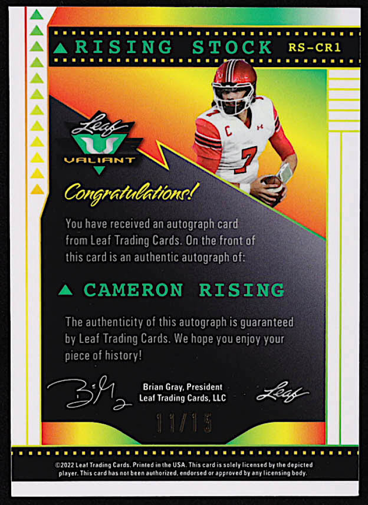 Cameron Rising 2022 Leaf Valiant Rising Stock Crystal Navy Blue #RSCR1 ...