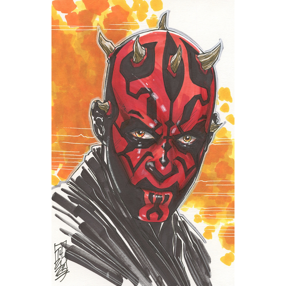 "Darth Maul" Star Wars Hand Drawn Sketch by Tom Hodges (1/1) | Pristine ...