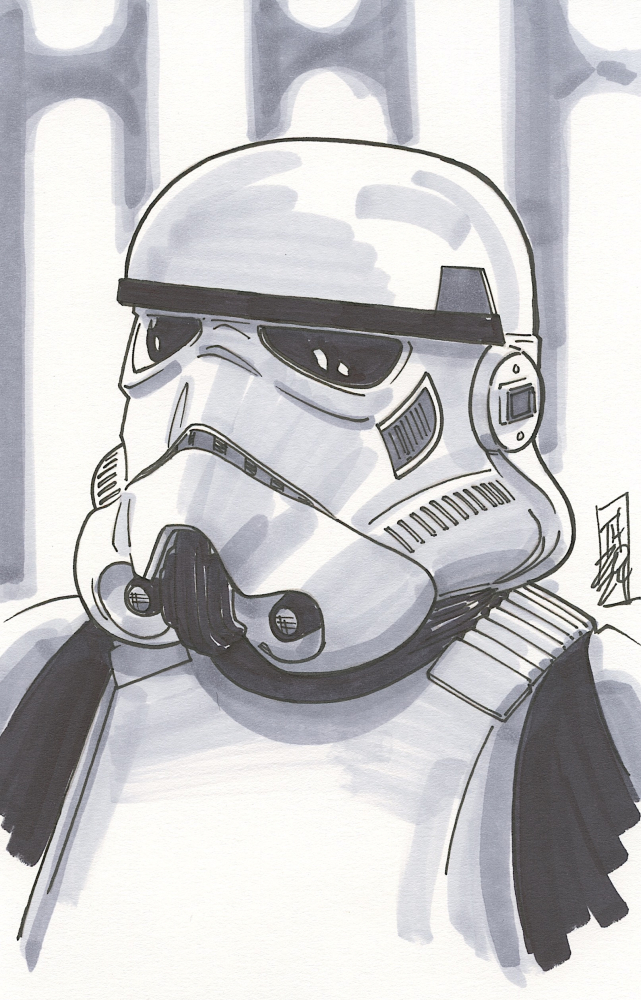 "Imperial Stormtrooper" Star Wars Hand Drawn Sketch by Tom Hodges (1/1 ...