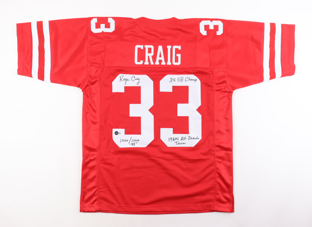 Roger Craig Signed Jersey Inscribed "1000/1000 "85", "3x SB Champ ...