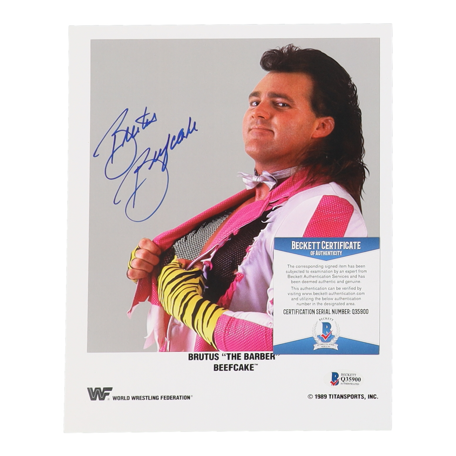 Brutus Beefcake Signed "WWF" 8x10 Photo (Beckett) | Pristine Auction