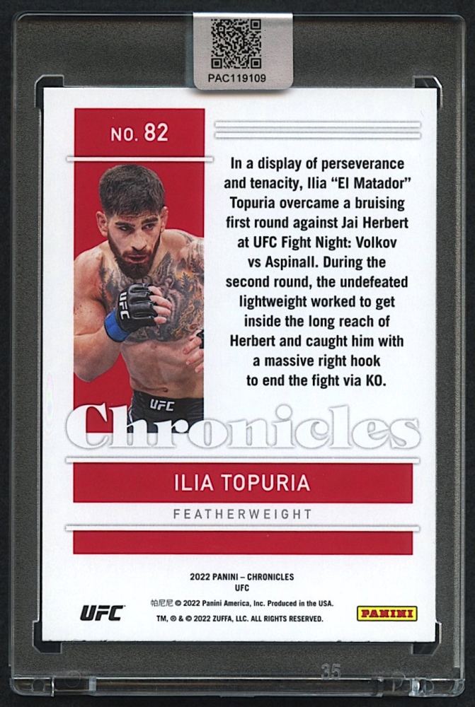 Ilia Topuria Signed 2022 Panini Chronicles UFC #82 RC (PA Encapsulated ...