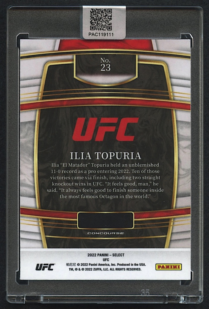 Ilia Topuria Signed 2022 Select UFC Blue #23 RC (PA Encapsulated ...