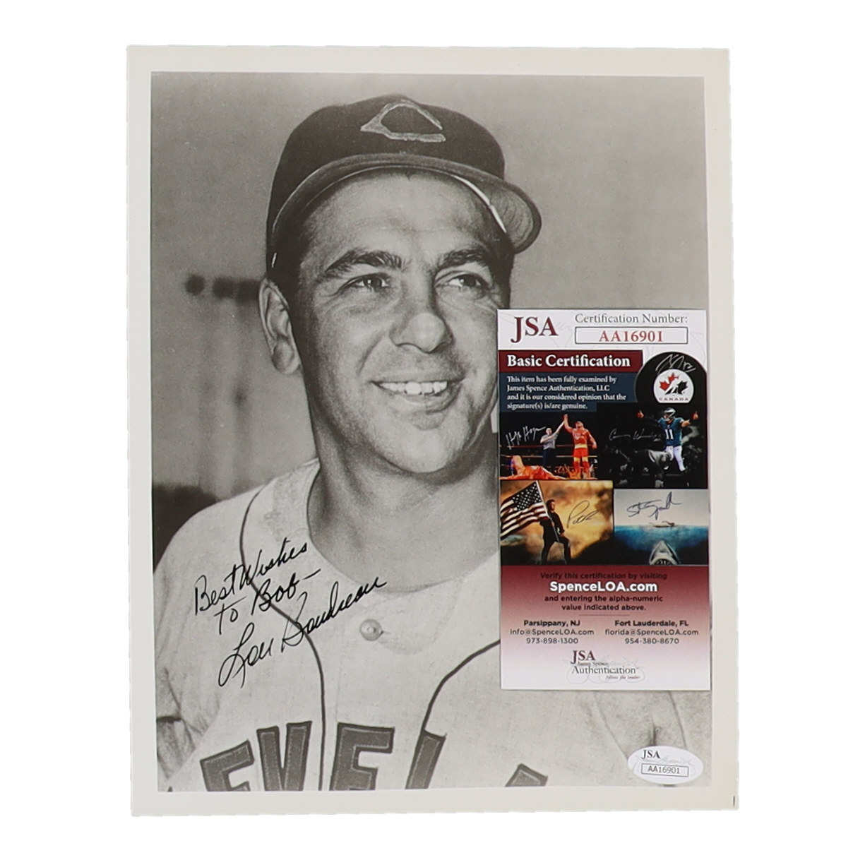 Lou Boudreau Signed Indians 8x10 Photo Inscribed "Best Wishes" (JSA ...