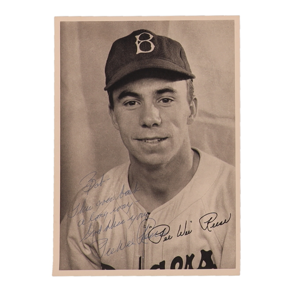 Pee Wee Reese Signed Dodgers 6x9 Photo Inscribed "This Goes Back A Long ...