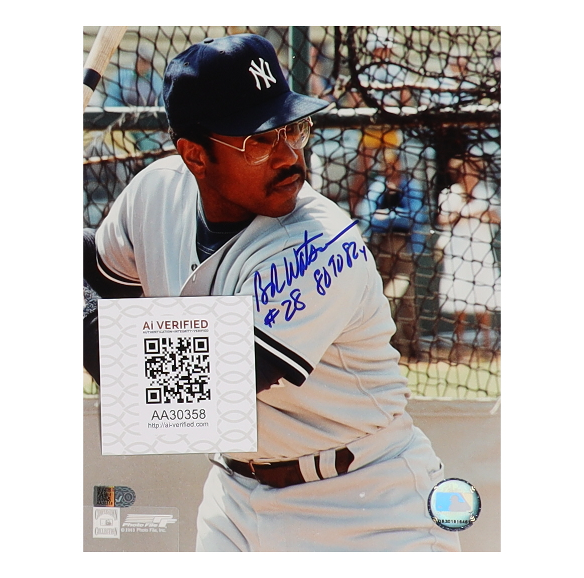 Bob Watson Signed Yankees 8x10 Photo Inscribed "80 To 82 Y" (AIV ...