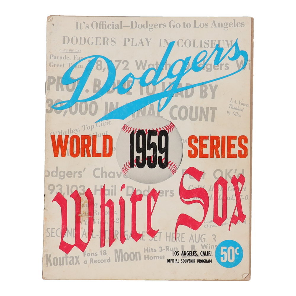 1959 World Series Dodgers vs. White Sox Souvenir Program Signed by (4 ...