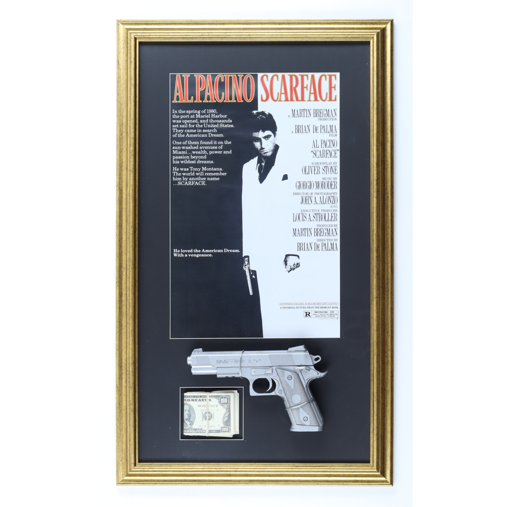 "Scarface" Custom Framed Movie Poster Display with Movie Prop Replica ...
