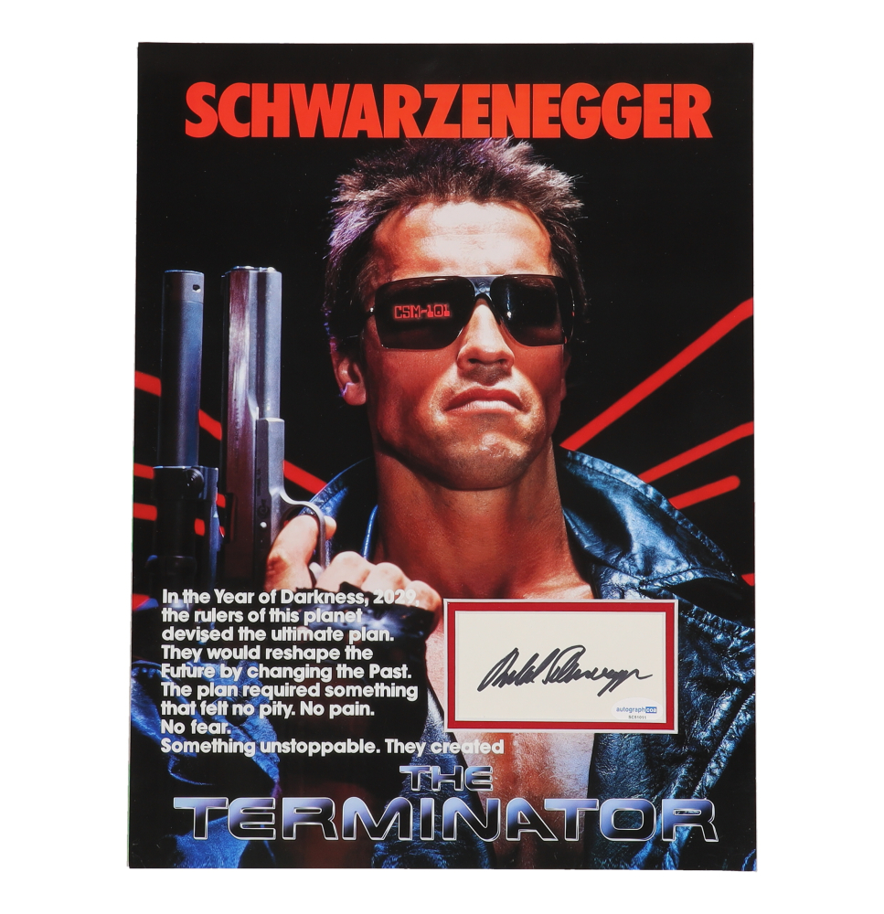 Arnold Schwarzenegger Signed "The Terminator" 12x16 Custom Matted Cut ...