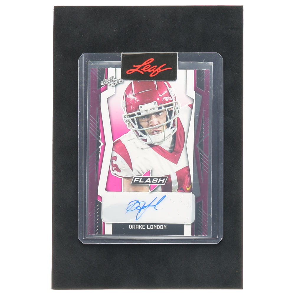 Drake London 2022 Leaf Flash Autographs Pre-Production Proof Pink RC #1 ...