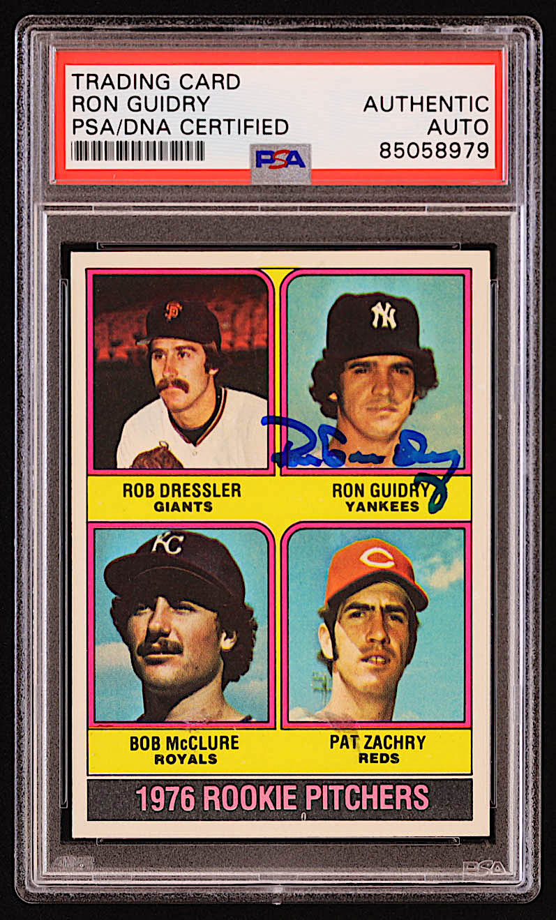 Ron Guidry Signed 1976 Topps #599 Rookie Pitchers / Rob Dressler / Ron ...