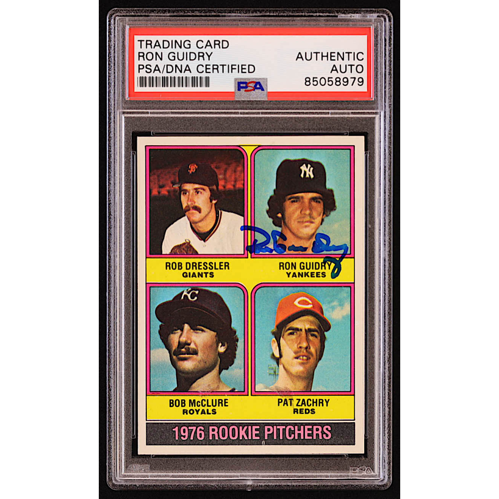 Ron Guidry Signed 1976 Topps #599 Rookie Pitchers / Rob Dressler / Ron ...