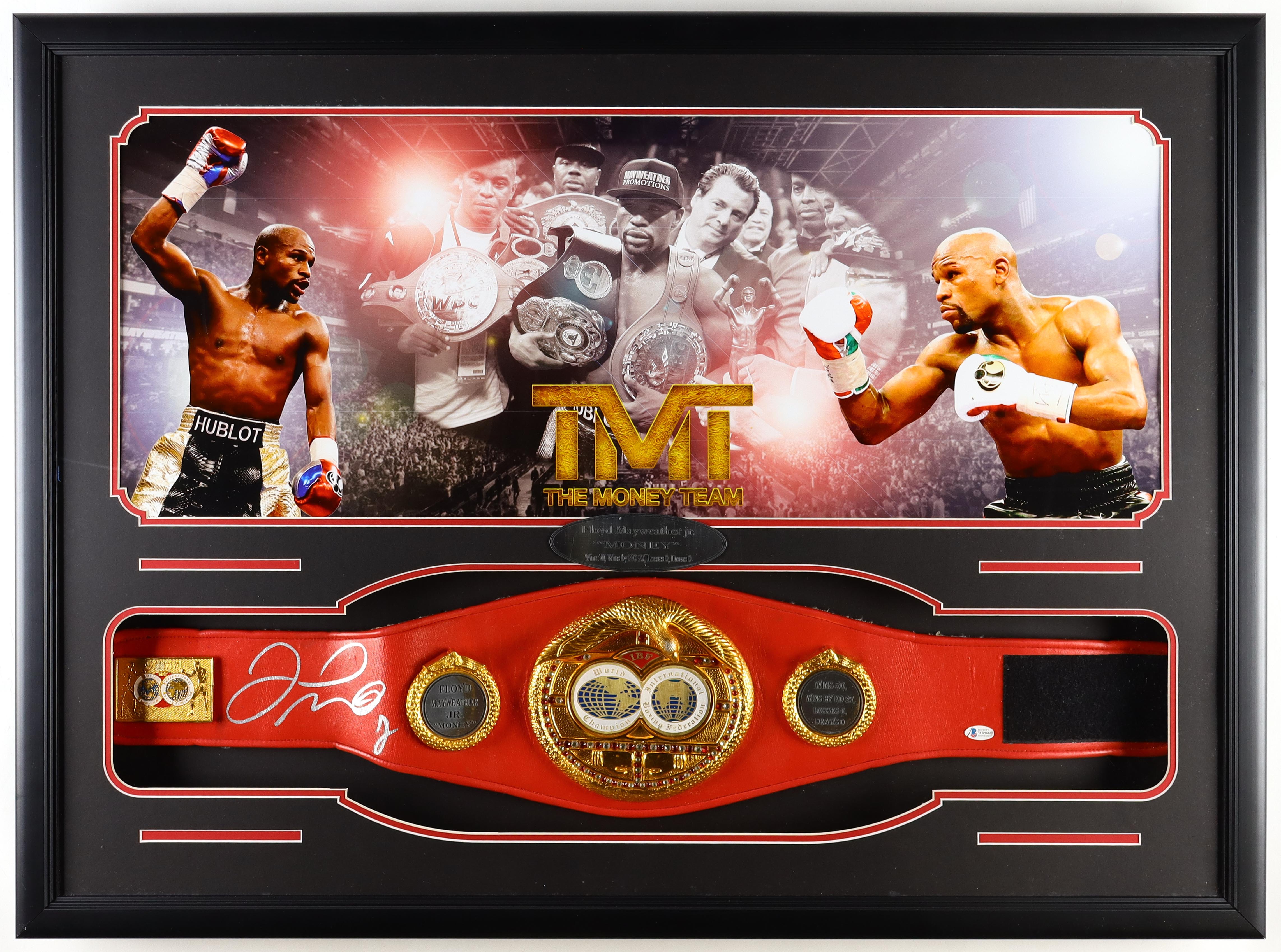 Floyd Mayweather Jr. Signed Custom Framed Championship Belt Shadowbox ...