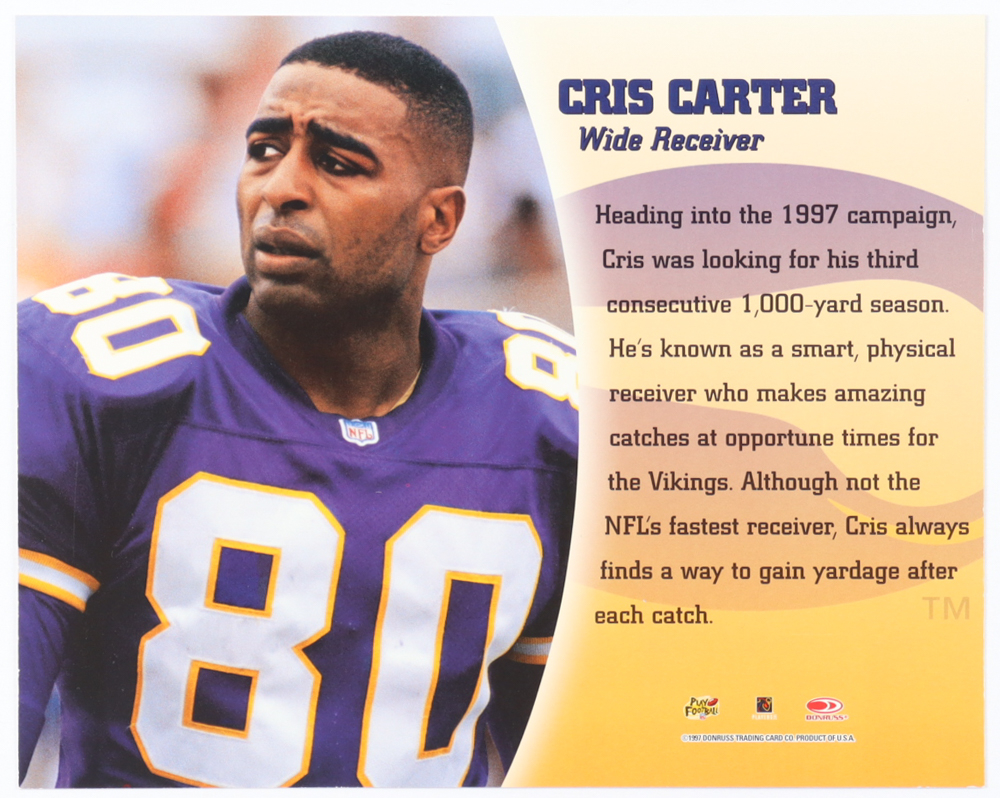 Cris Carter 1997 Leaf Signature Autographs First Down Markers #23 ...