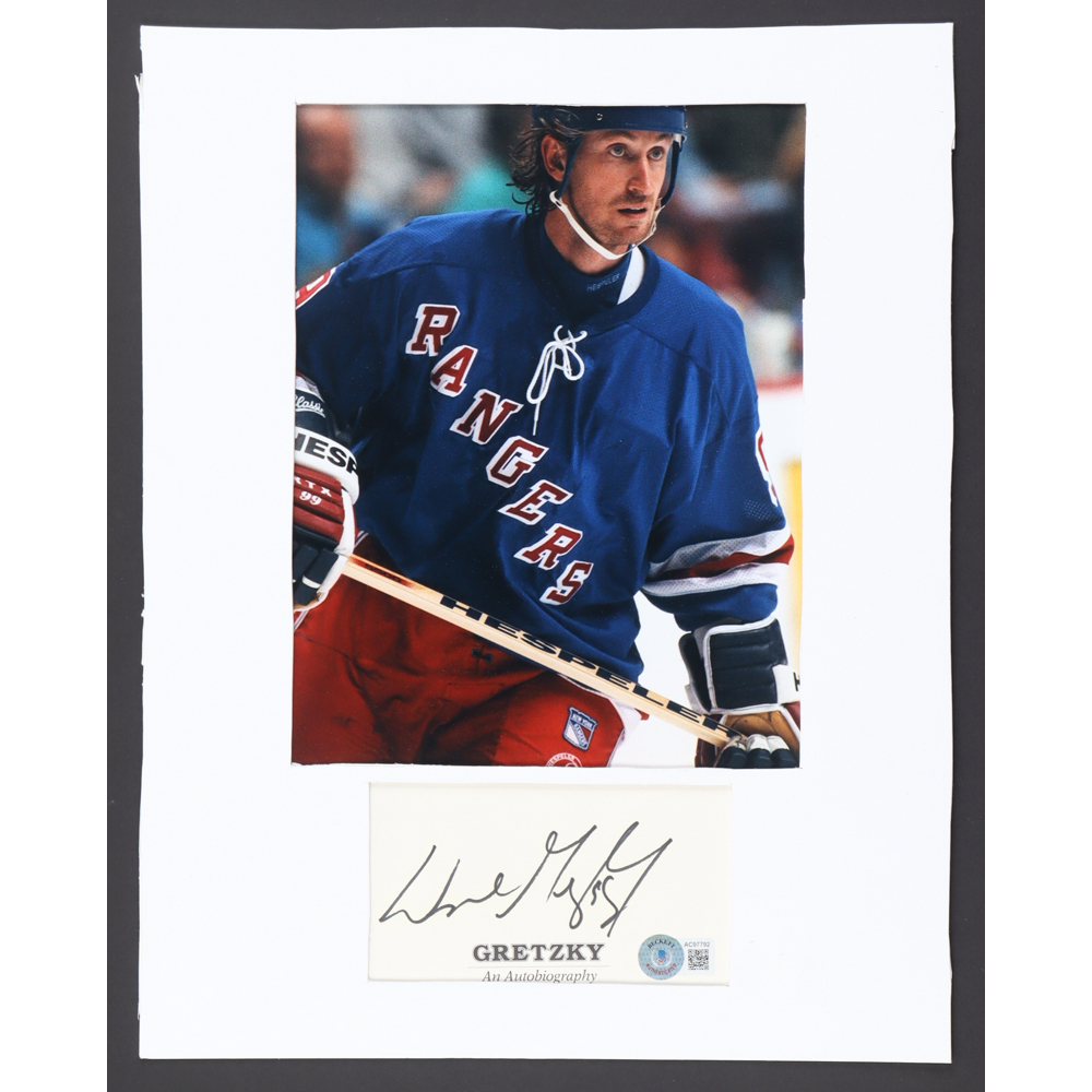 Wayne Gretzky Signed Rangers Custom Matted Cut Display (Beckett ...