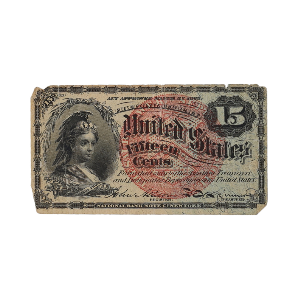 1863 United States Fractional Currency 15¢ Fifteen Cents Bank Note ...