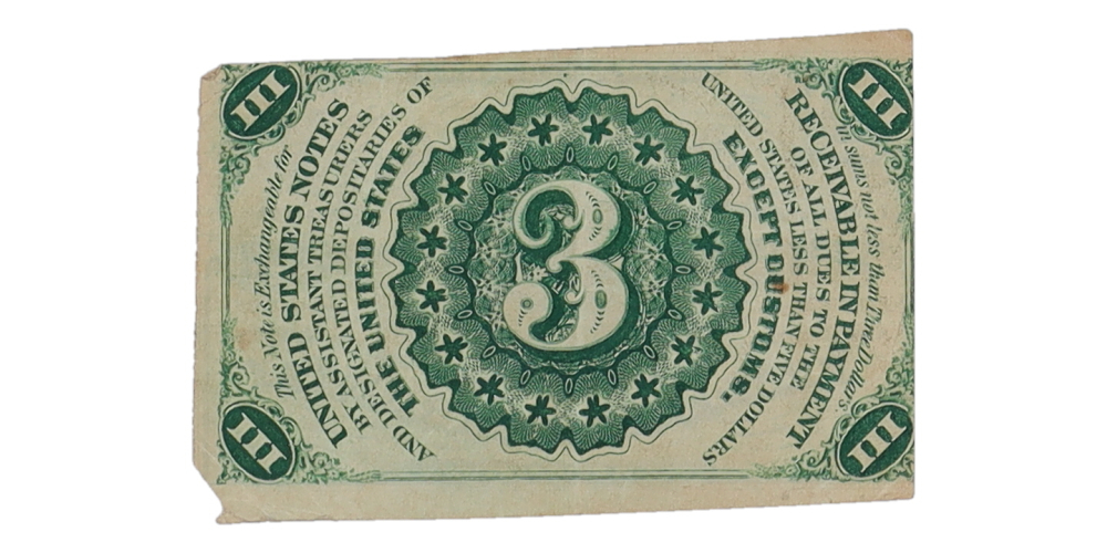 1863 United States Fractional Currency 3¢ Three Cents Bank Note ...