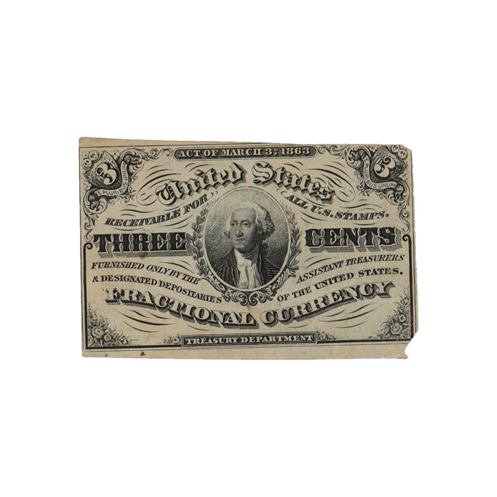1863 United States Fractional Currency 3¢ Three Cents Bank Note ...