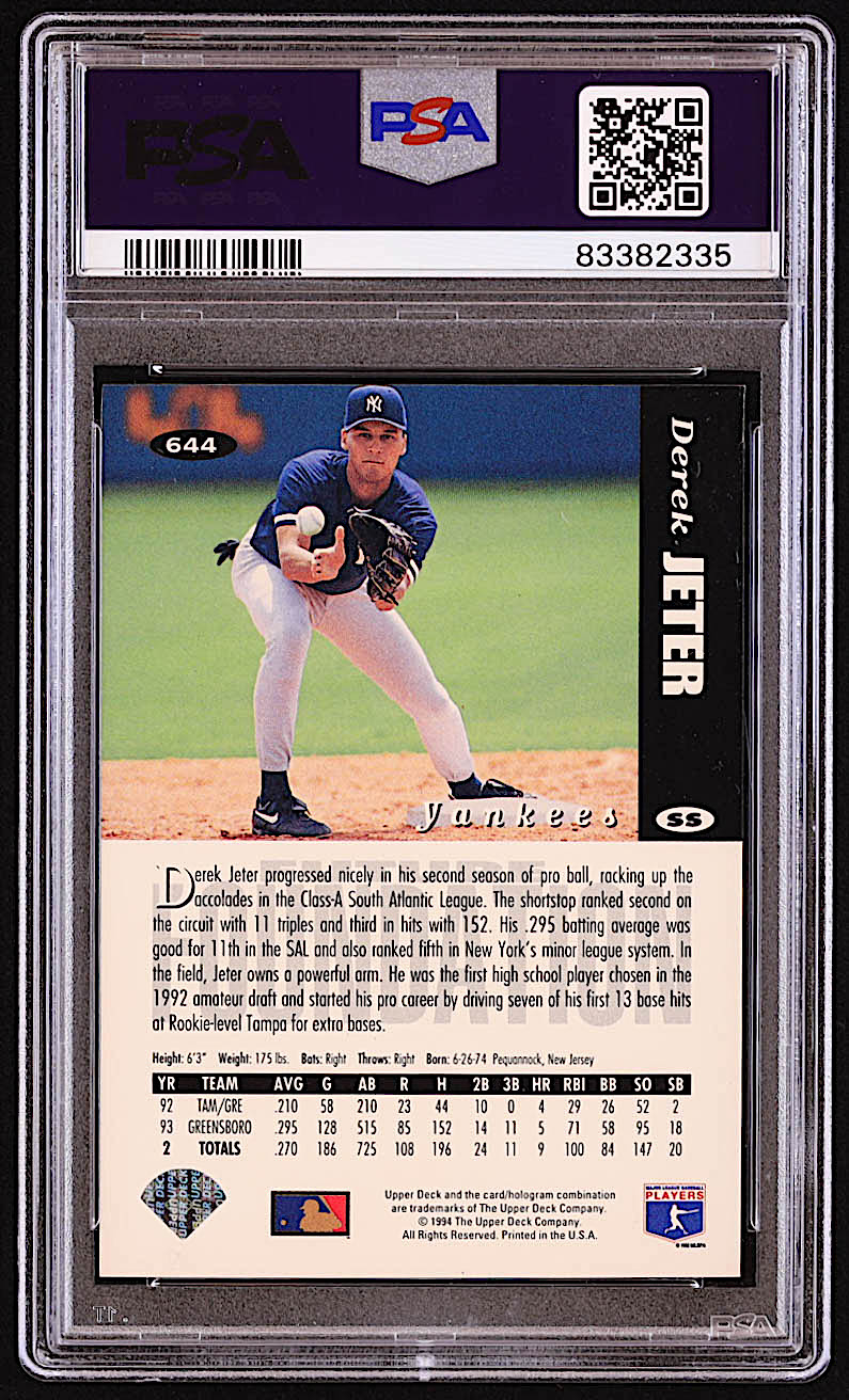 Derek Jeter 1994 Collector's Choice Gold Signature White Letter ...