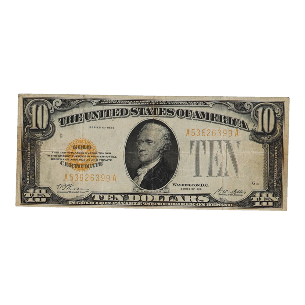 1928 United States $10 Ten Dollar Gold Certificate Bank Note | Pristine ...