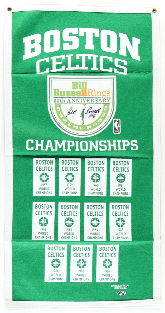 Bill Russell Signed Celtics Mitchell & Ness Championship Banner ...