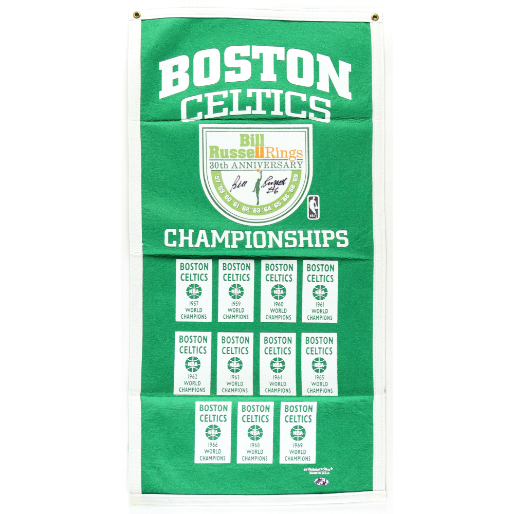 Bill Russell Signed Celtics Mitchell & Ness Championship Banner ...