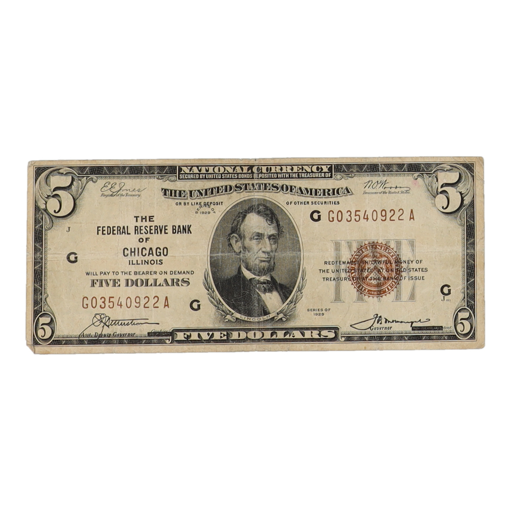 1929 Federal Reserve Bank of Chicago, Illinois U.S. National Currency ...
