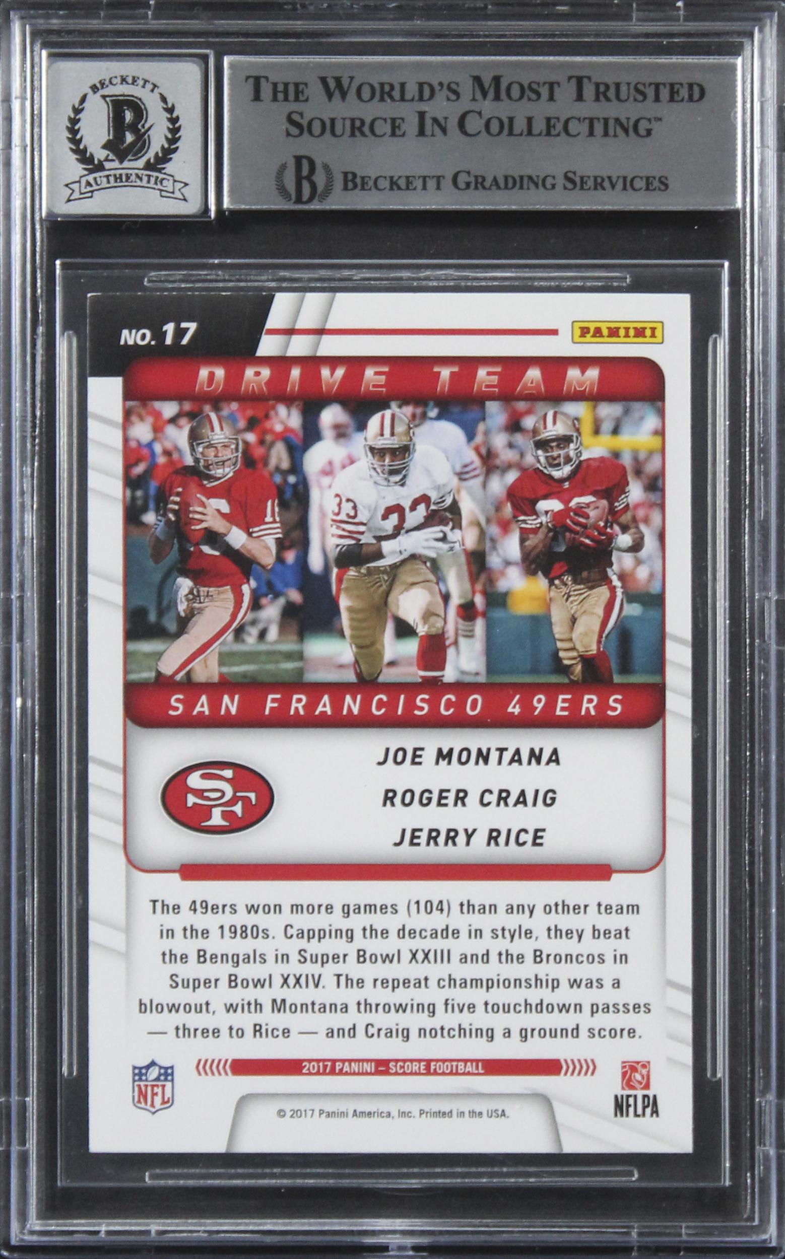 Joe Montana, Jerry Rice & Roger Craig Signed 2017 Score Drive Team #17 ...