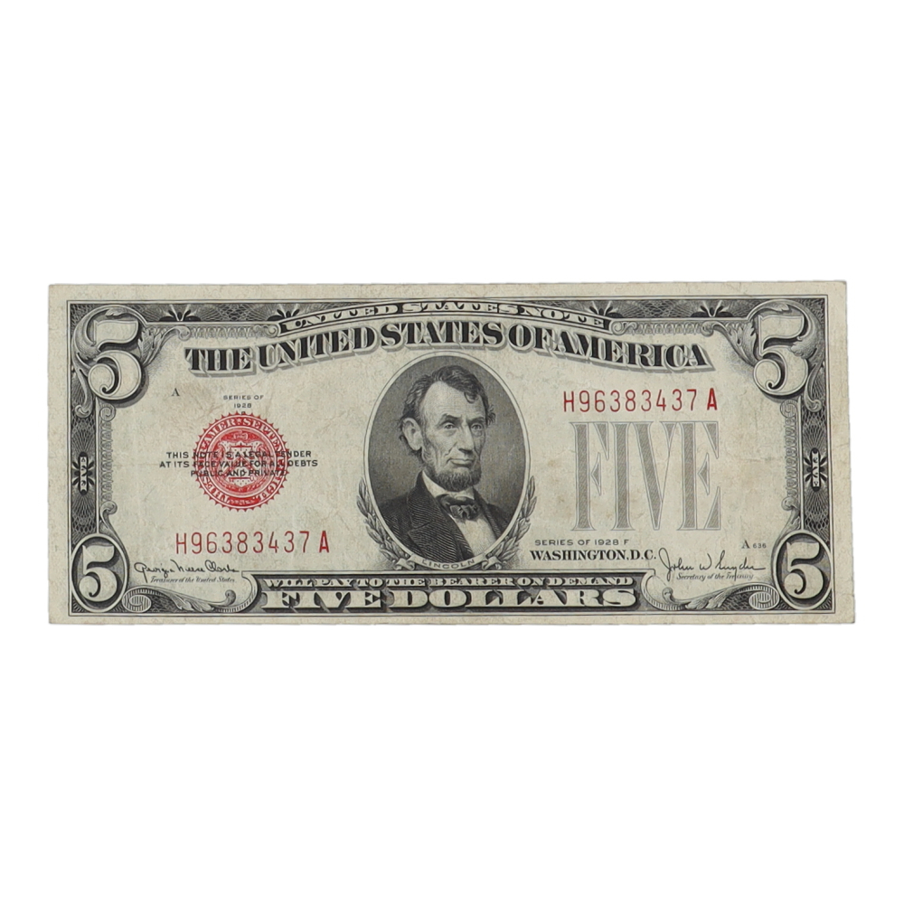 1928-F United States $5 Five Dollar Bank Note | Pristine Auction