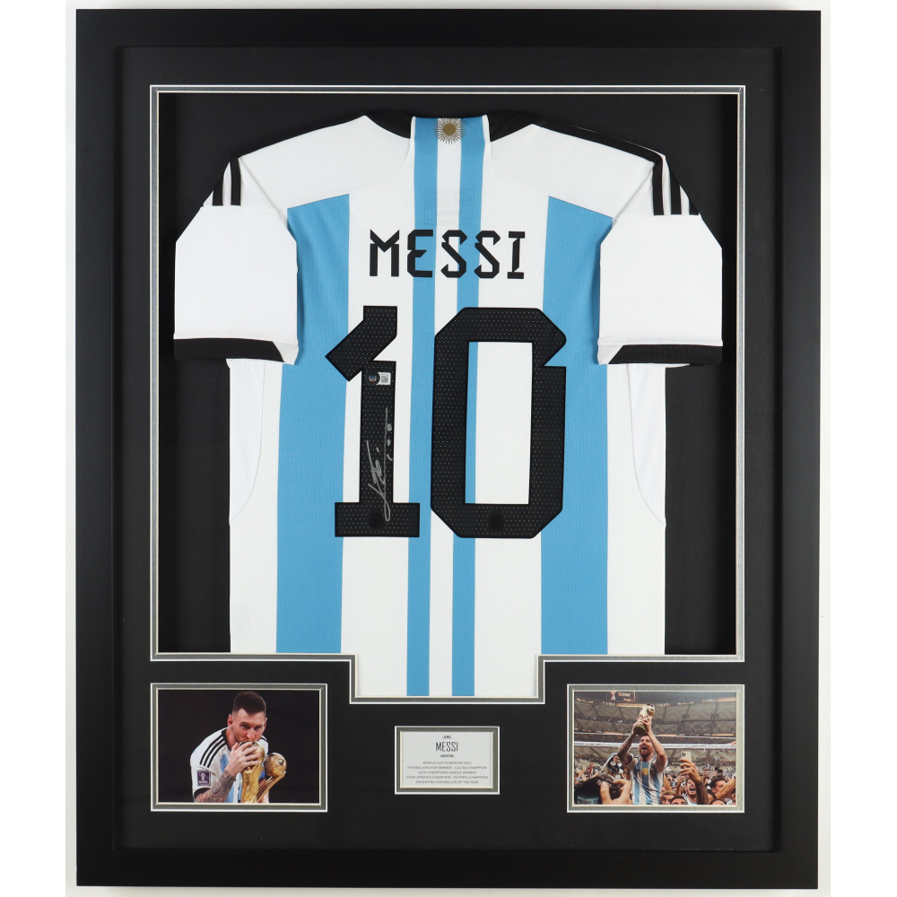 Lionel Messi Signed Team Argentina Custom Framed Jersey Display ...