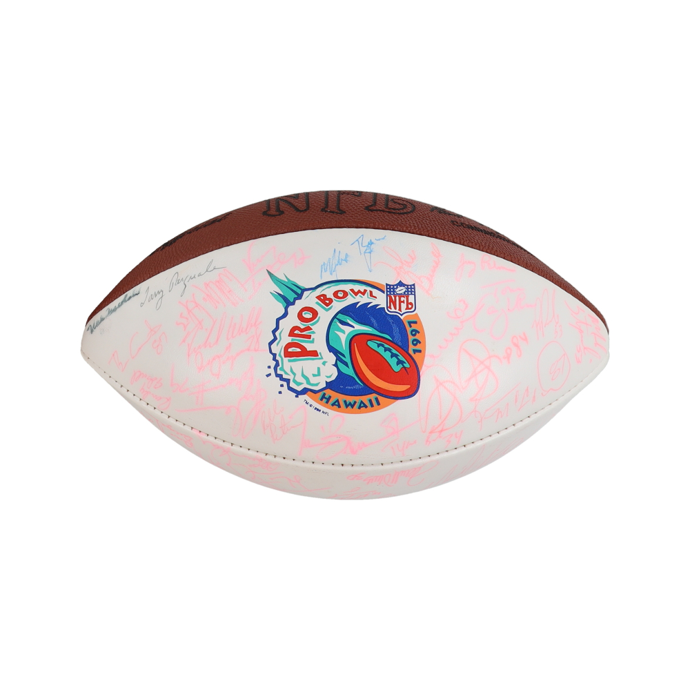 1996 NFL AFC Pro Bowl Logo Football Team-Signed by (62) with Derrick ...