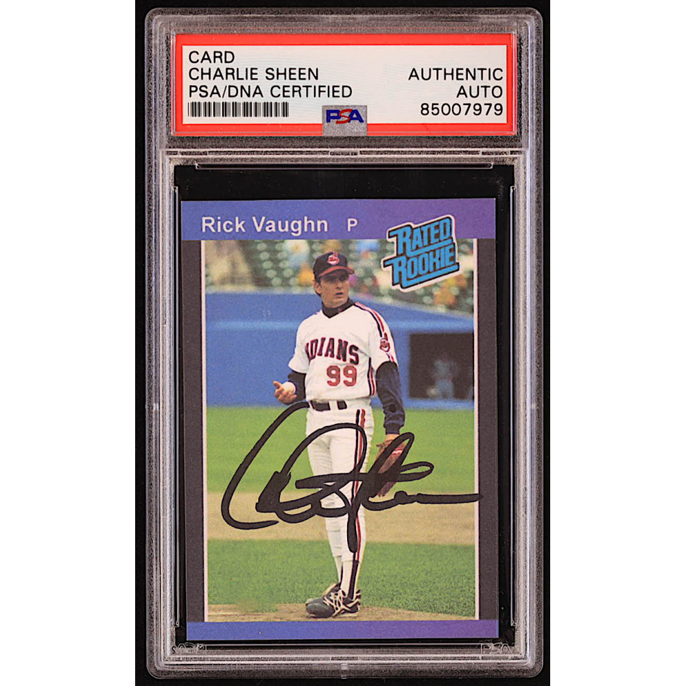 Charlie Sheen Signed "Major League" Custom Trading Card (PSA ...