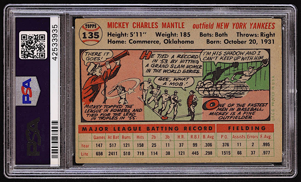 Mickey Mantle 1956 Topps #135 (PSA 4) | Pristine Auction