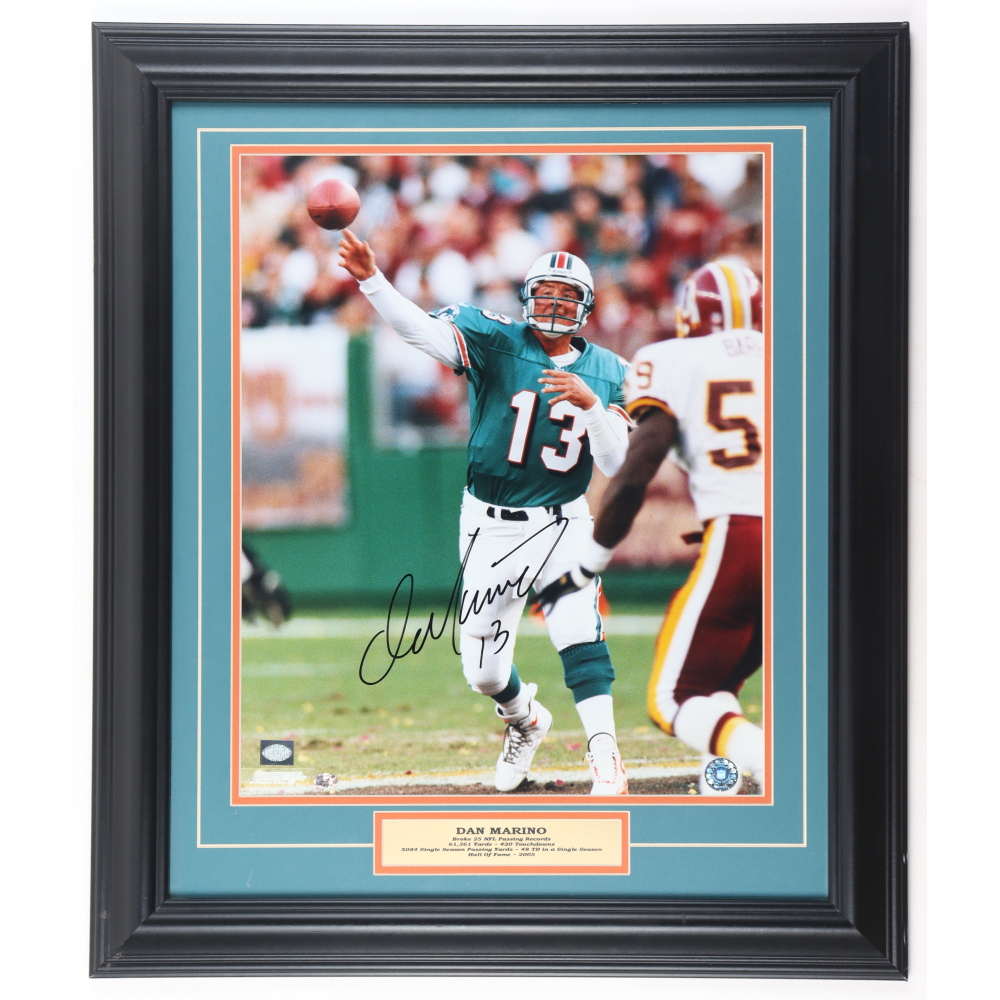 Dan Marino Signed Dolphins Custom Framed Photo (Marino) | Pristine Auction