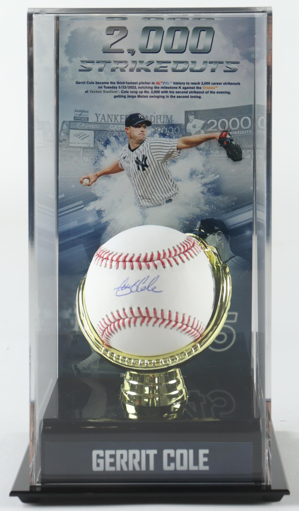 Gerrit Cole Signed OML Baseball with Commemorative 2,000th Strike Out ...