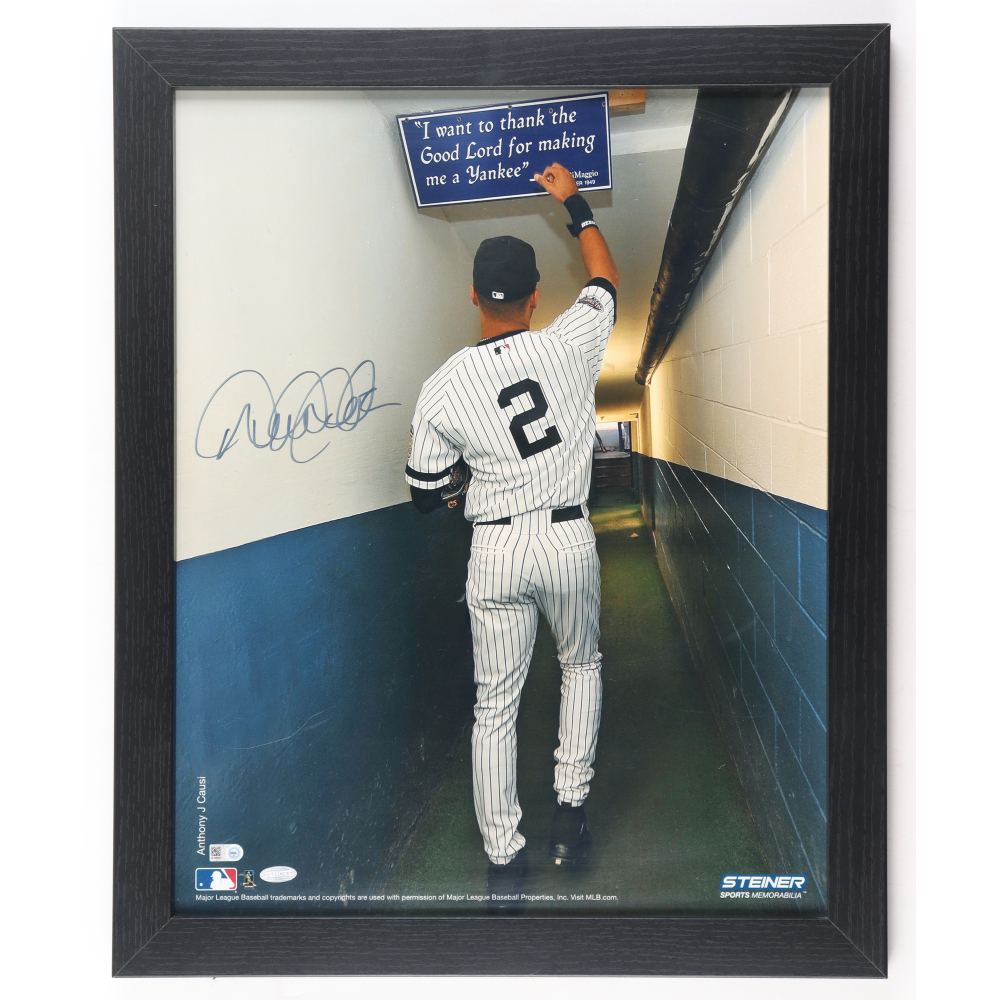 Derek Jeter Signed Yankees Custom Framed Photo Display (Steiner & MLB ...
