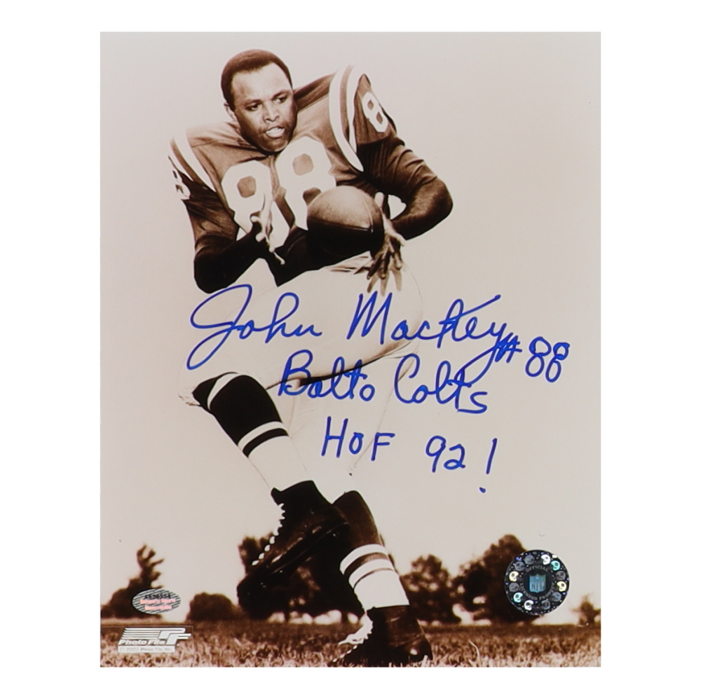 John Mackey Signed Colts 8x10 Photo Inscribed "HOF 92!" & "Balto Colts ...