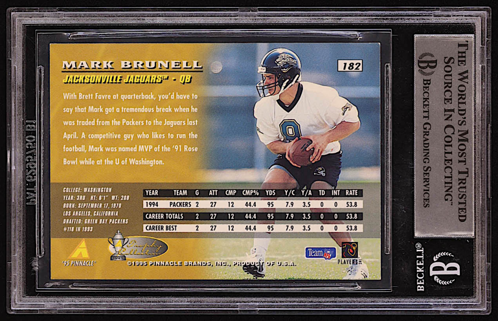 Mark Brunell Signed 1995 Pinnacle Trophy Collection #182 (BGS ...