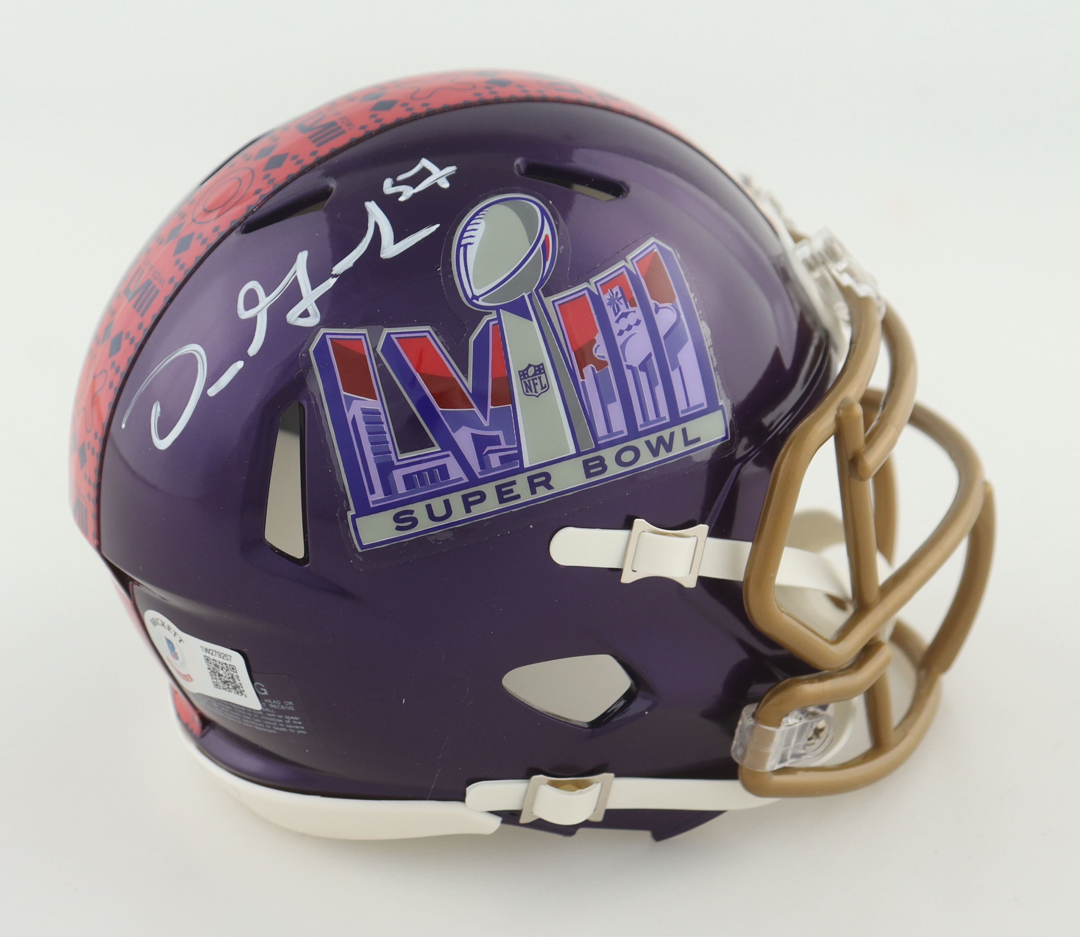 Dre Greenlaw Signed Super Bowl LVIII Logo Speed Mini Helmet (Beckett ...