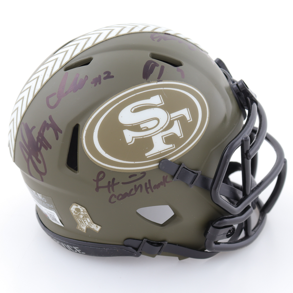 49ers Salute to Service Speed Mini Helmet Signed By (12) With Christian ...