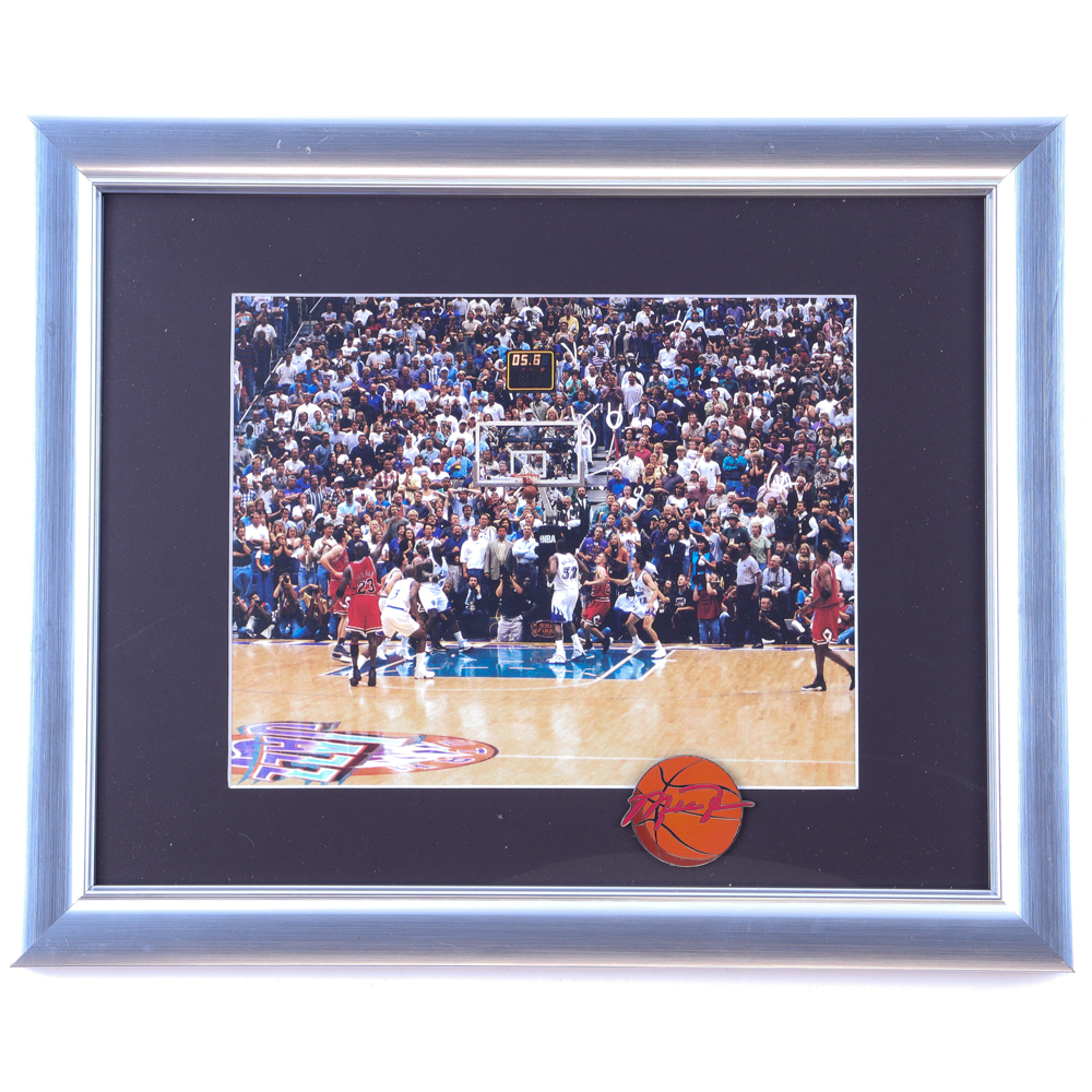 Michael Jordan Bulls "The Final Shot" Custom Framed Photo Display with Jordan Basketball Pin ...