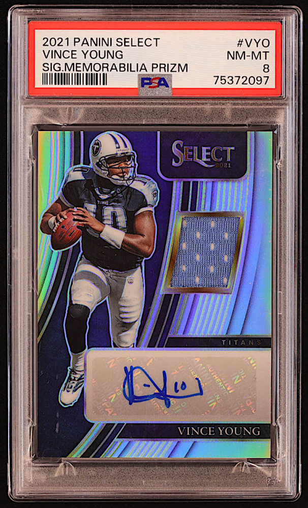 Vince Young 2021 Select Signature Memorabilia Prizm #4 #3/99 (PSA 8 ...