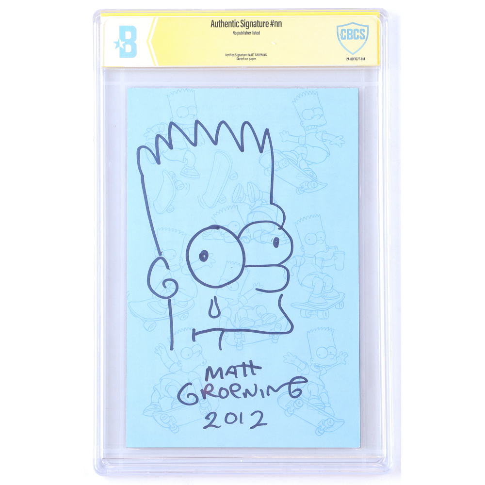 Matt Groening Signed 2012 Sketch Of Bart Simpson On Paper (CBCS ...