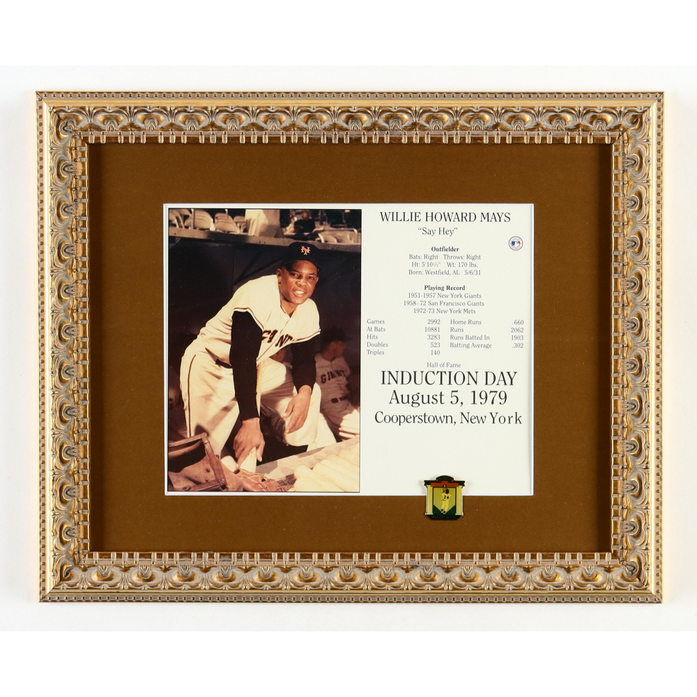 Willie Mays Giants Custom Framed Hall OF Fame Induction Photo Display ...
