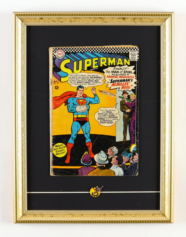 1966 "Superman" Issue #185 DC Comics Custom Framed Comic Book with ...